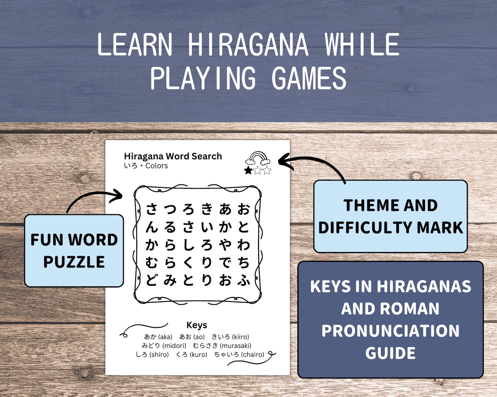 Hiragana Word Search Game to Master Japanese Alphabets With Pictures ...