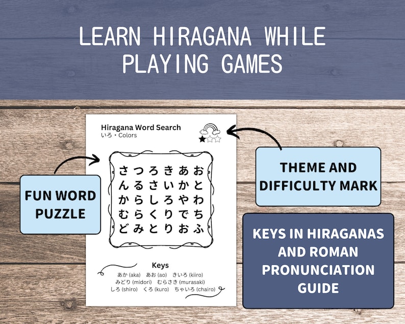 Hiragana Word Search Game to Master Japanese Alphabets With Pictures ...
