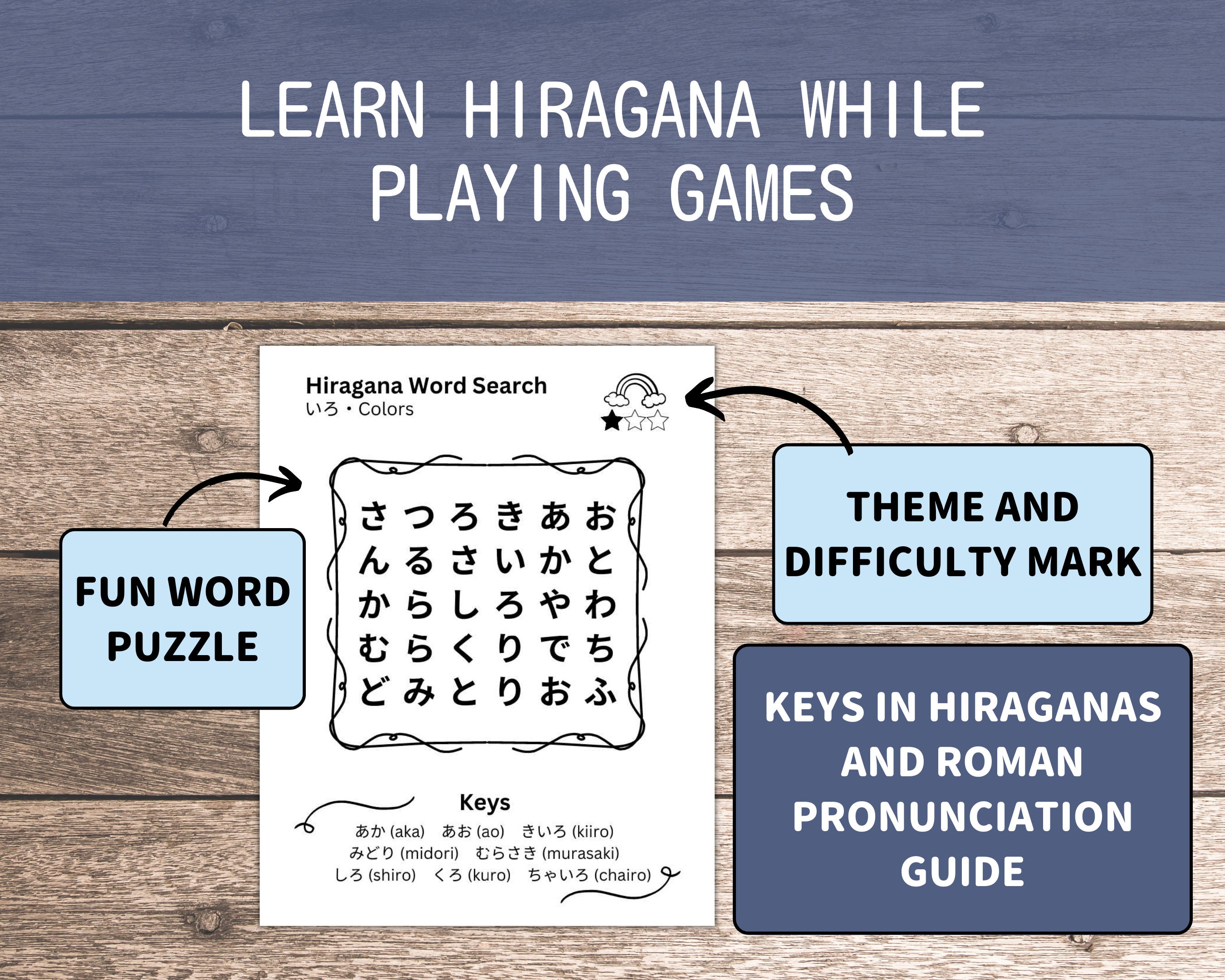 Hiragana Word Search Game to Master Japanese Alphabets With Pictures ...
