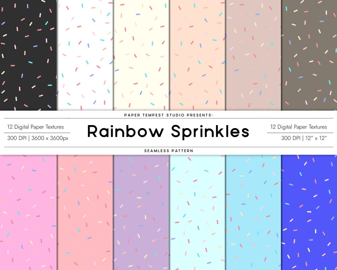 Seamless Rainbow Sprinkle Digital Papers, Rainbow Jimmies Ice Cream ...