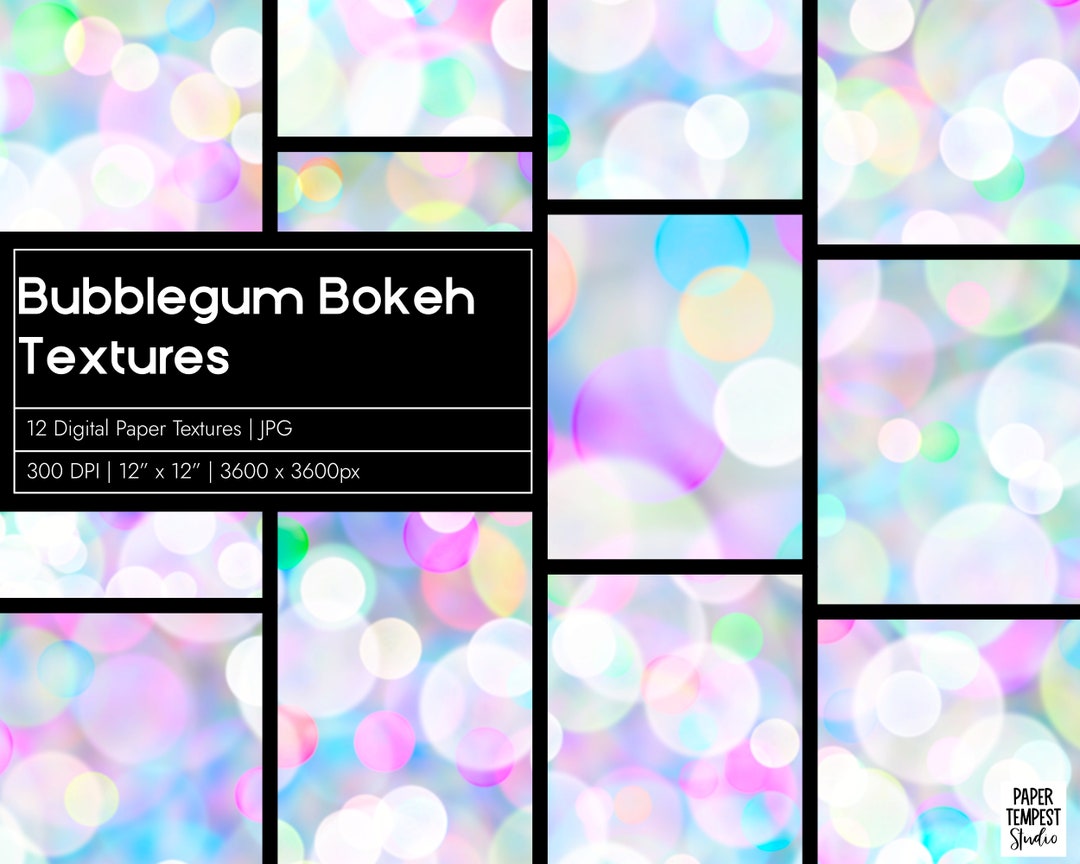 Bubblegum Pastel Bokeh Digital Paper Textures, Pink Bokeh Paper, Neon ...