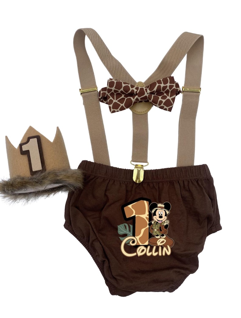 Wild One Safari Mickey Birthday Outfit Boy, Personalized First Birthday ...