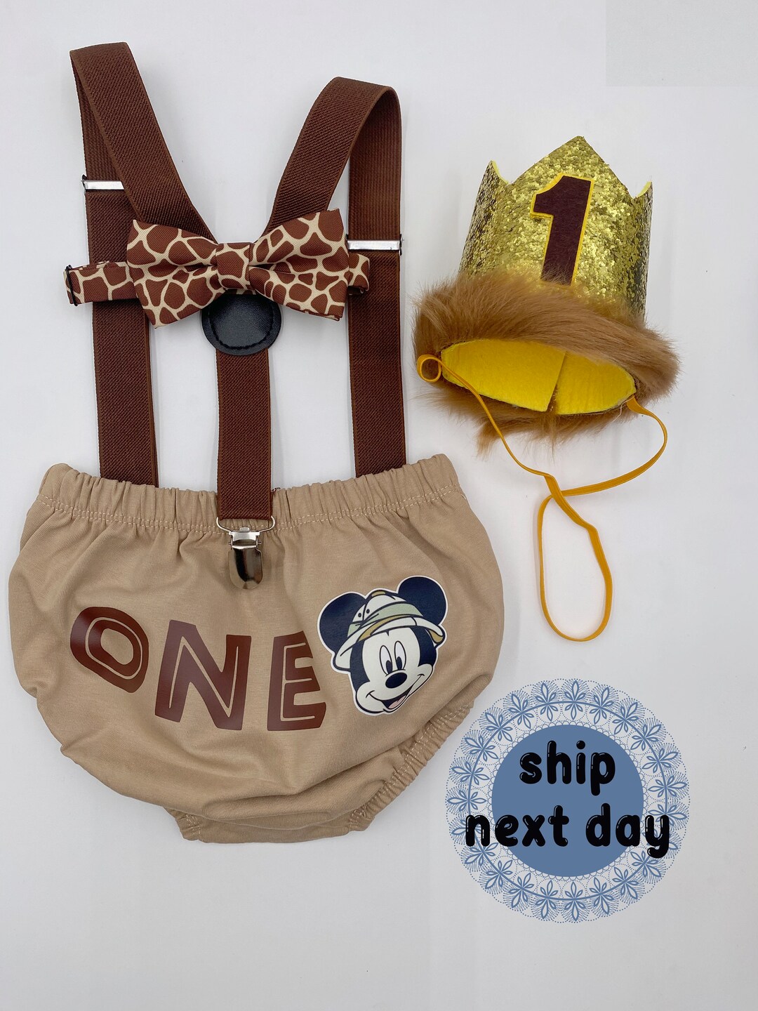 Wild One Mickey Mouse Theme Smash Cake Outfit Boy Birthday Outfit 4 ...