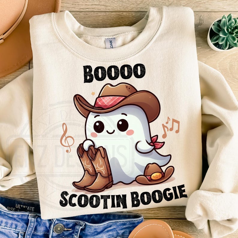 Boo Scootin Boogie Ghost PNG, Western Halloween Png, Cowgirl Ghost ...