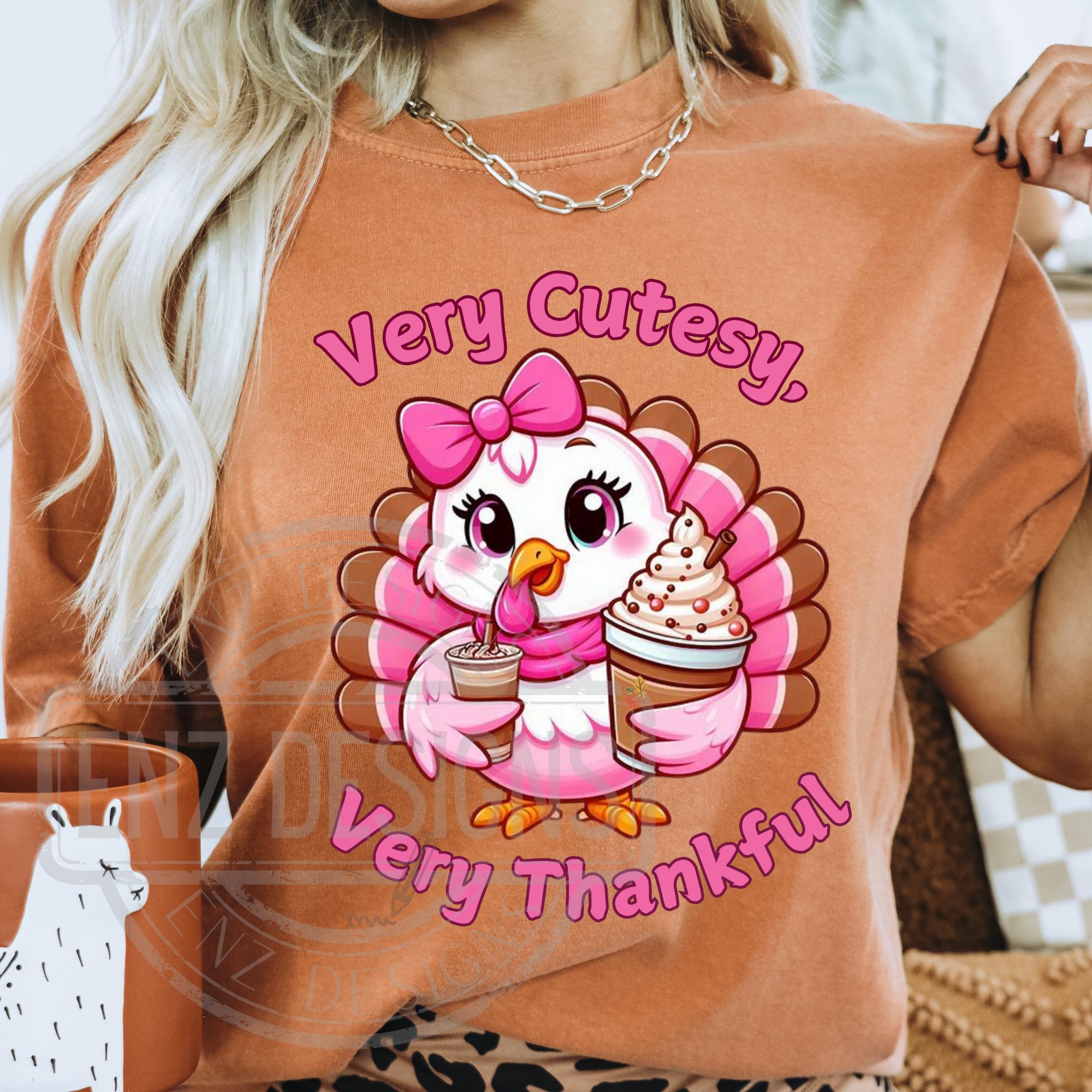 Very Cutesy Very Thankful Png, Cute Thanksgiving Png, Turkey Png, Pink ...