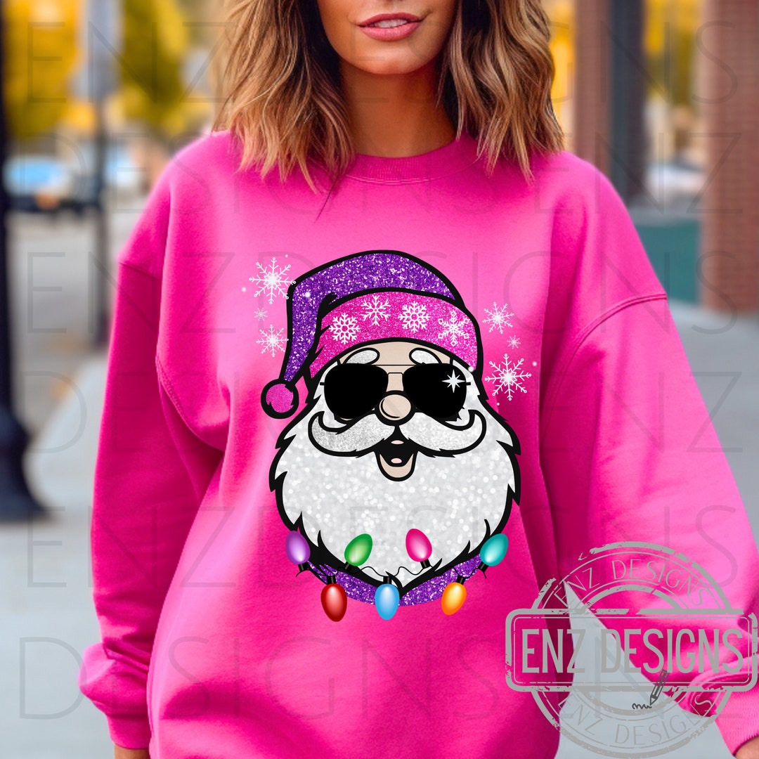 Glitter Santa Png, Glitter Christmas, Glitter PNG, Pink Christmas, Pink ...