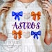 Coquette Astro Bows Png, Orange and Blue Bows Png Design, Sporty Png ...