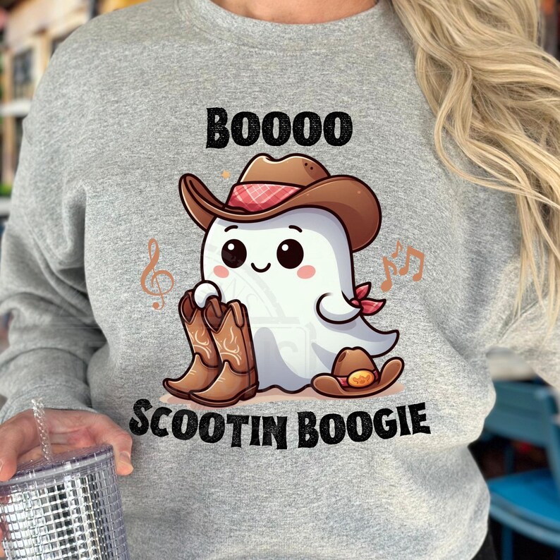 Boo Scootin Boogie Ghost PNG, Western Halloween Png, Cowgirl Ghost ...