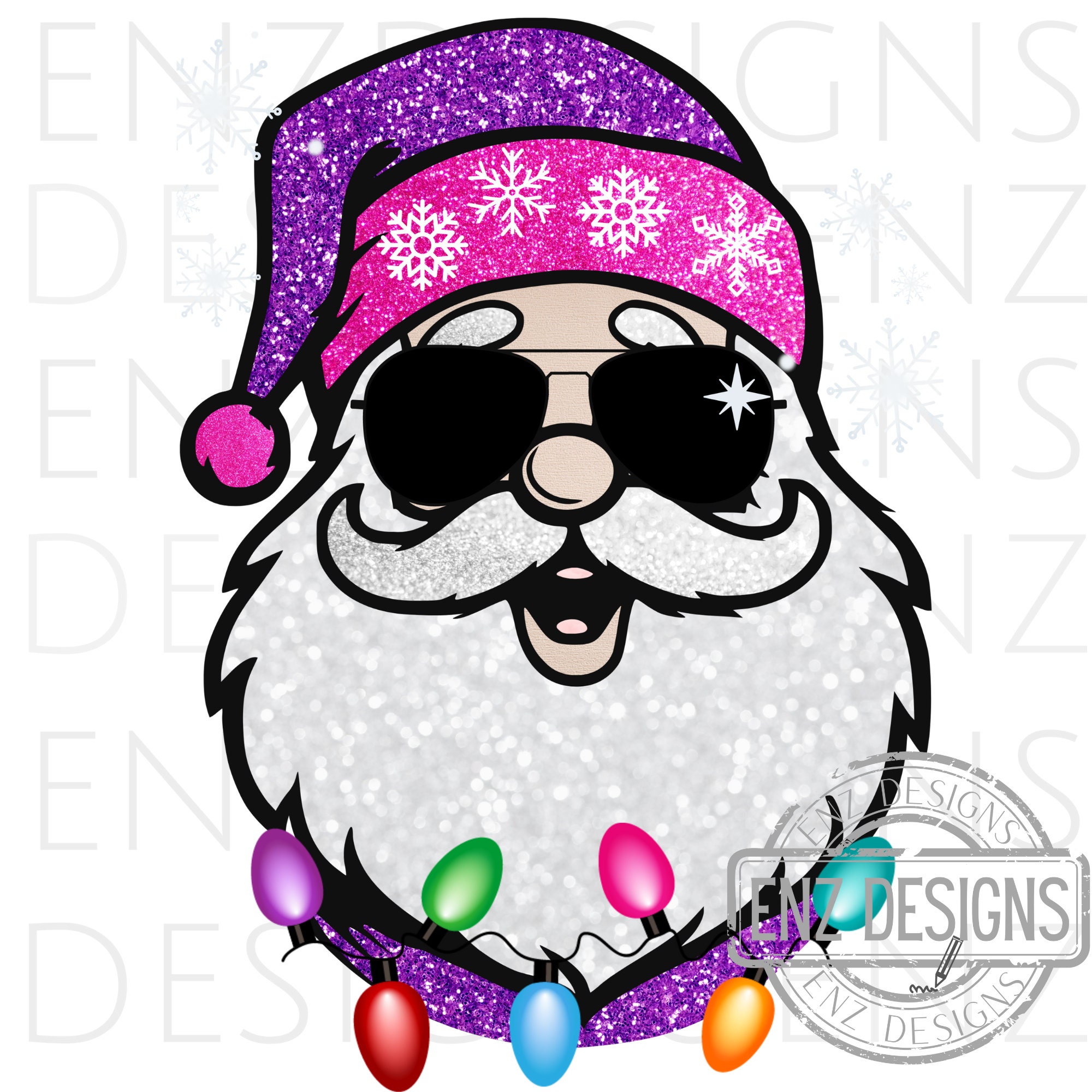 Glitter Santa Png, Glitter Christmas, Glitter PNG, Pink Christmas, Pink ...