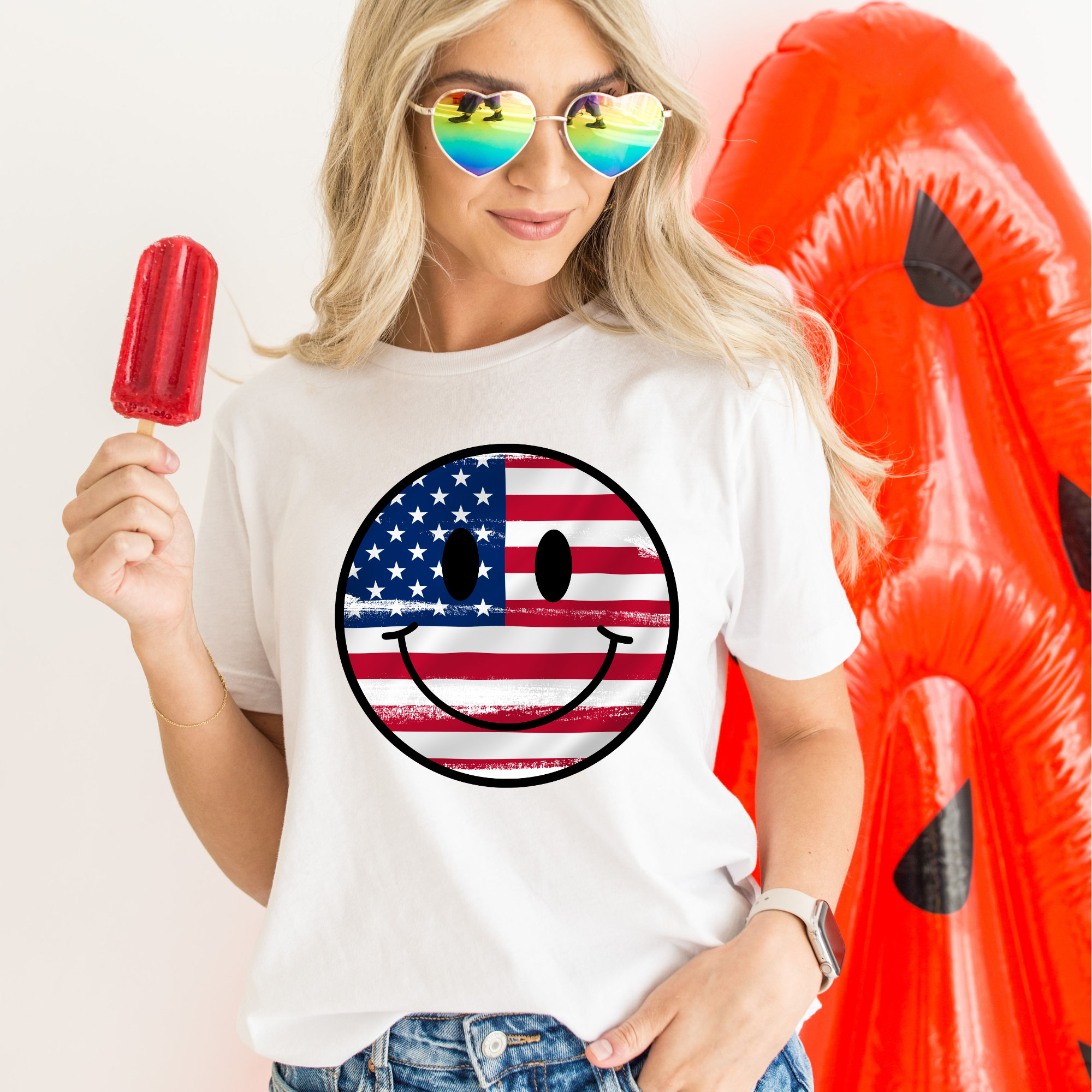 American Flag Smiley Face PNG, Patriotic Design (digital Download) - Etsy