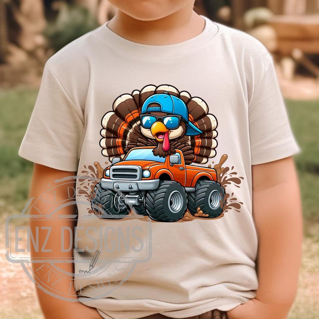 Turkey Riding Monster Truck Png, Monster Truck Thanksgiving Png, Turkey ...