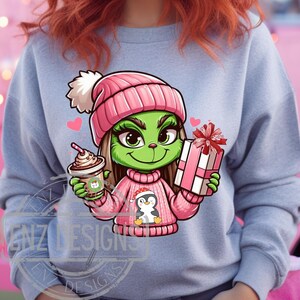 Christmas Green Monster Girly PNG, Mean Green Girl Christmas Png, Pink ...
