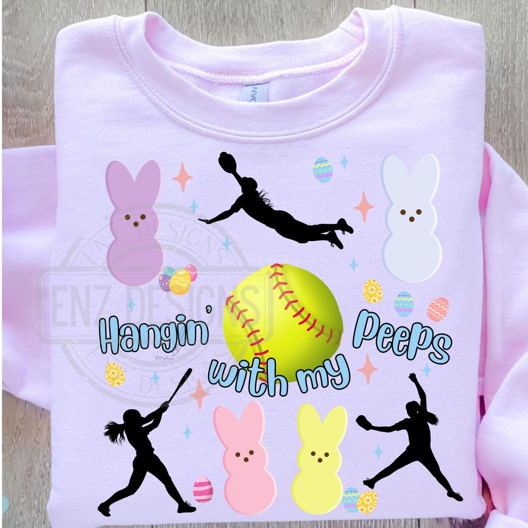 Hanging With My Peeps Softball Png, Easter Softball PNG, Easter Peeps ...