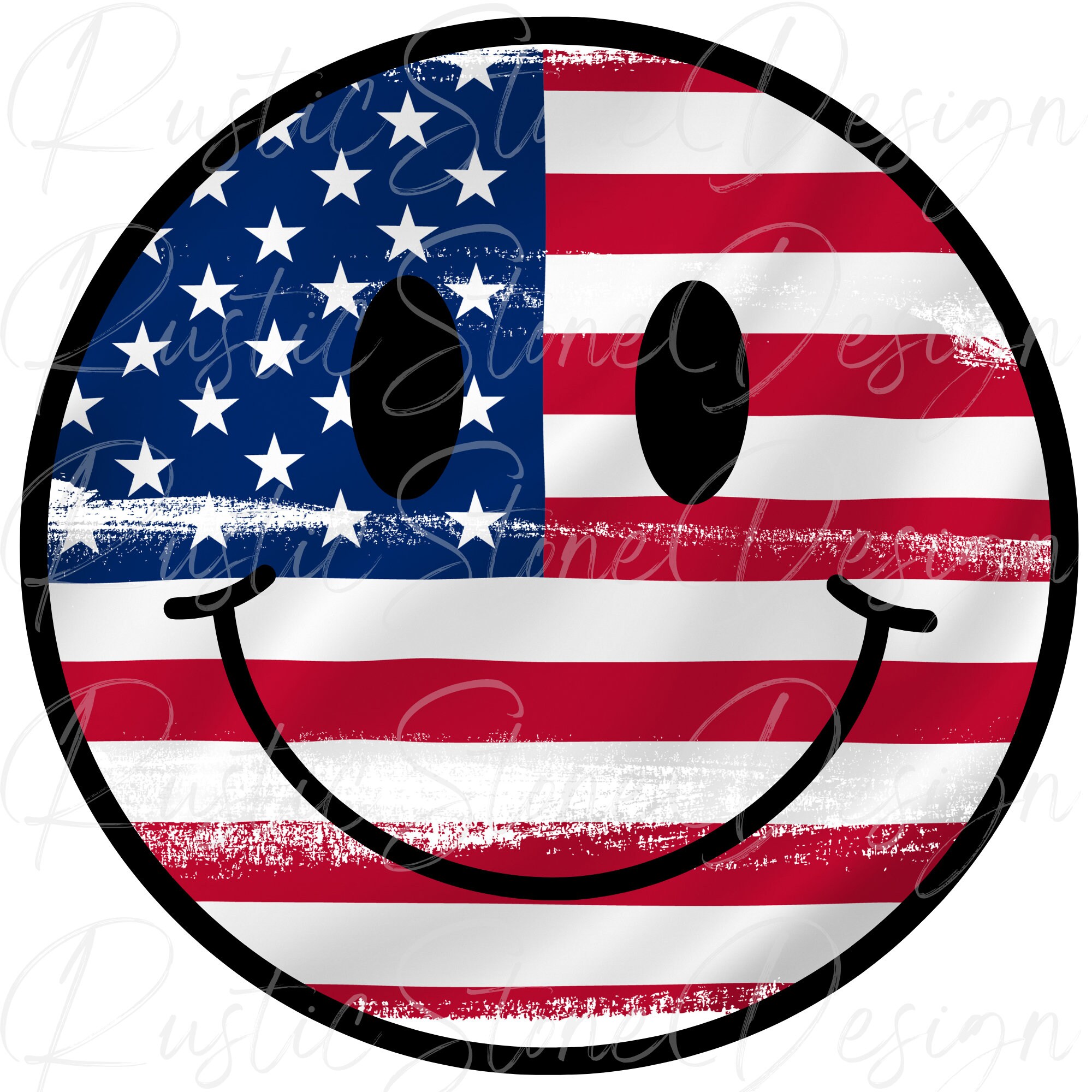 American Flag Smiley Face PNG, Patriotic Design (digital Download) - Etsy