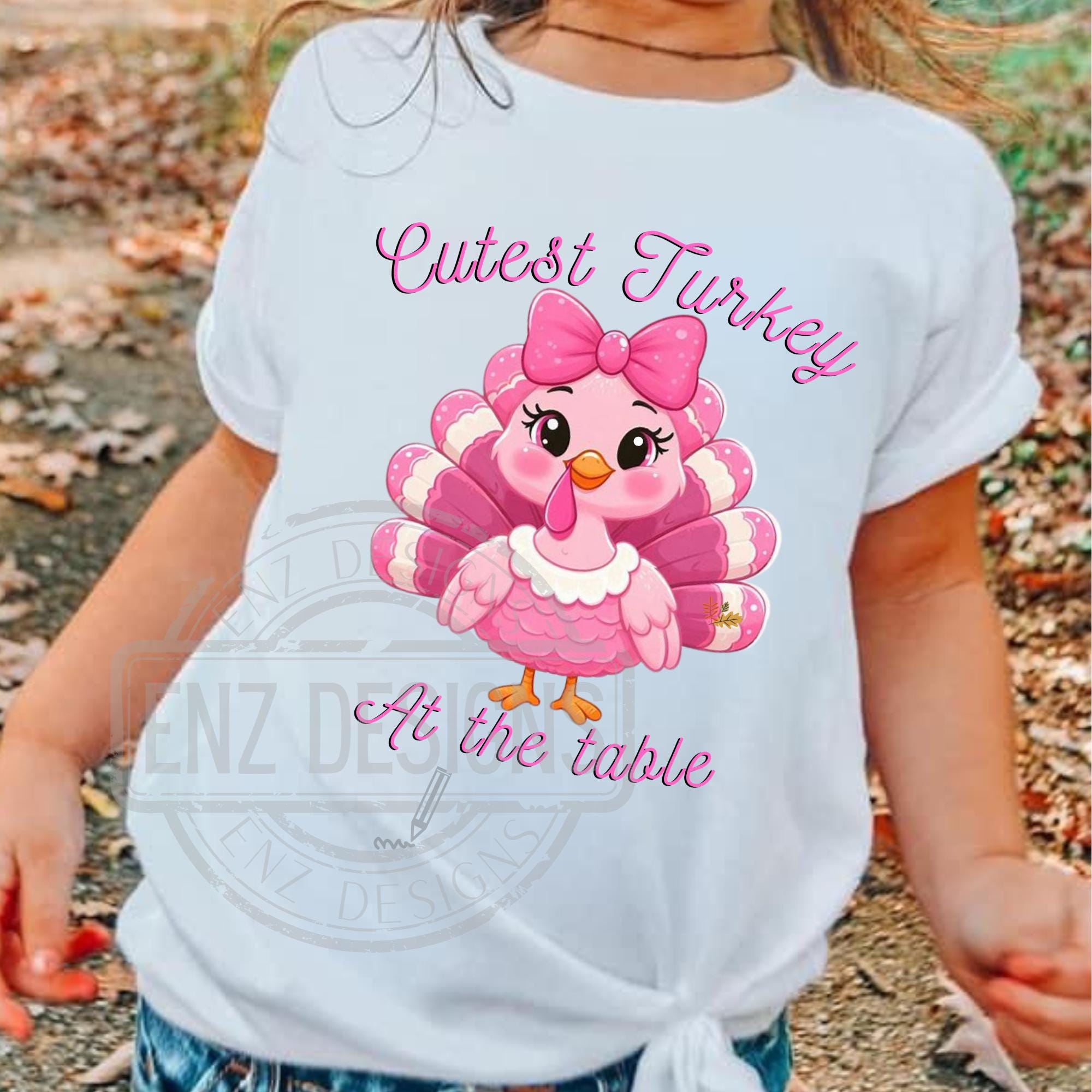 Cutest Turkey at the Table Png, Cute Thanksgiving Png, Turkey Png, Pink ...