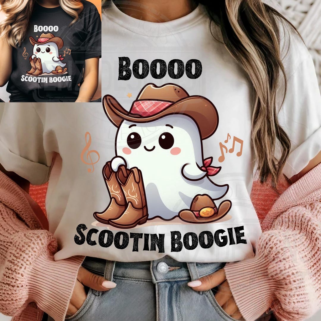 Boo Scootin Boogie Ghost PNG, Western Halloween Png, Cowgirl Ghost ...