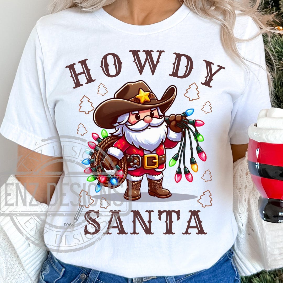 Howdy Santa Png, Western Christmas Png, Country Christmas Png, Cowboy ...