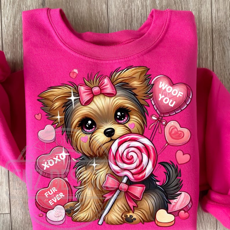 Valentine Yorkie Dog, Cute Yorkie Dog Png, Valentine's Day Dog Mom Png ...