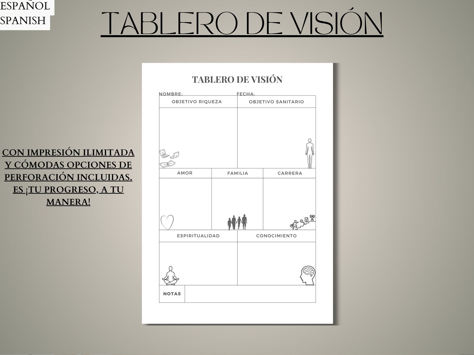 Tablero De Visión Imprimibles Tablero De Visión 2024 Plantilla De ...