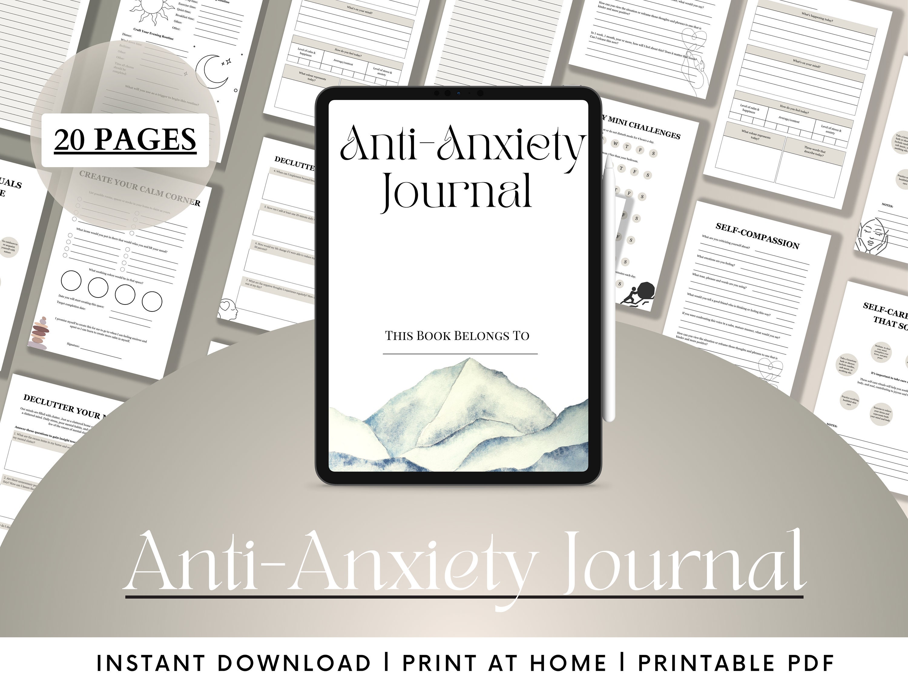 Printable Anxiety Journal L Digital Mental Health Planner L Wellbeing L ...