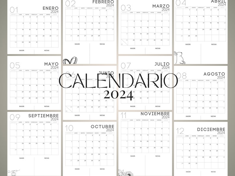 Calendario 2024 En Español Anual 2024 Calendario Para Imprimir 2024 ...