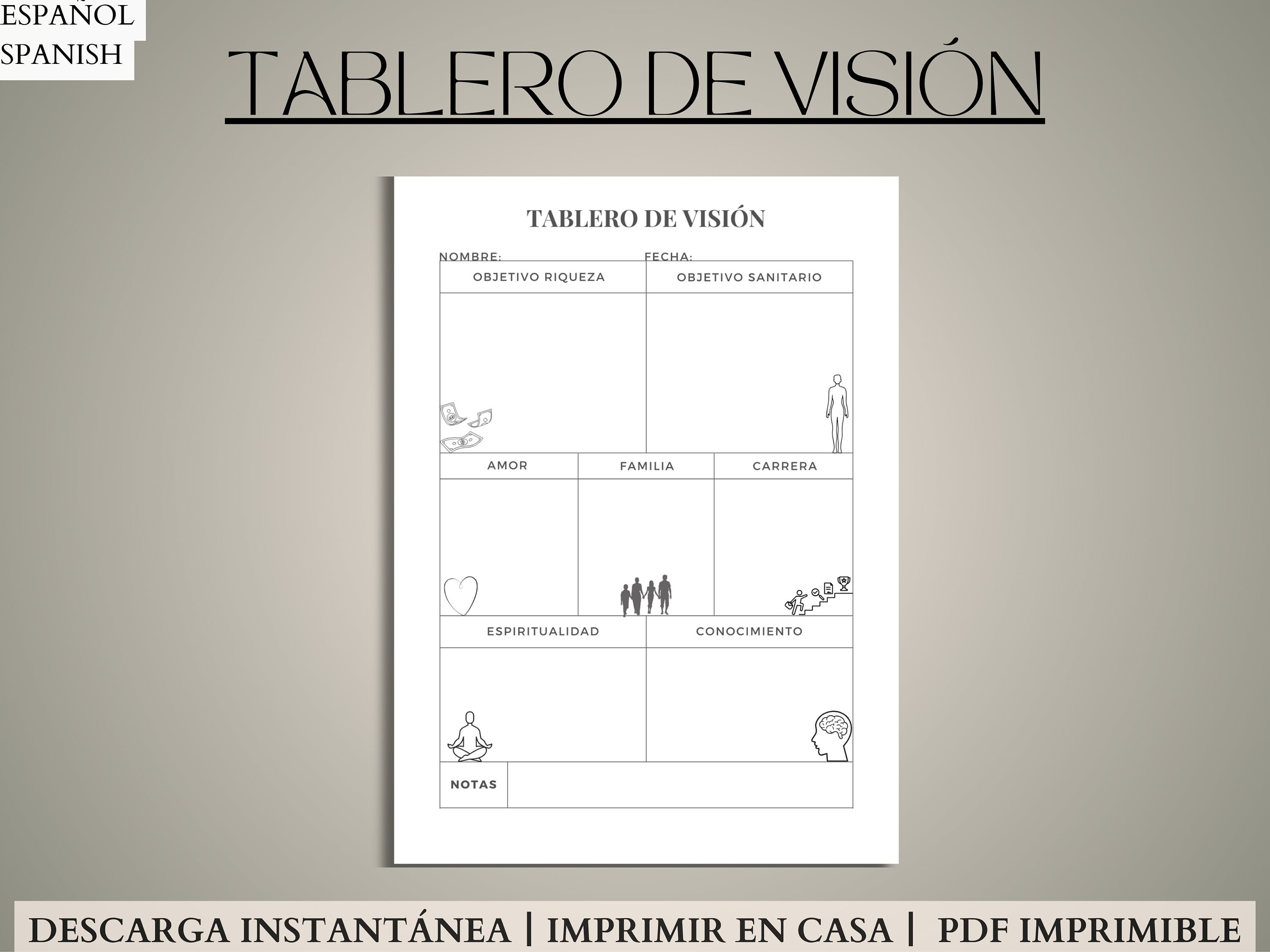 Tablero De Visión Imprimibles Tablero De Visión 2024 Plantilla De ...