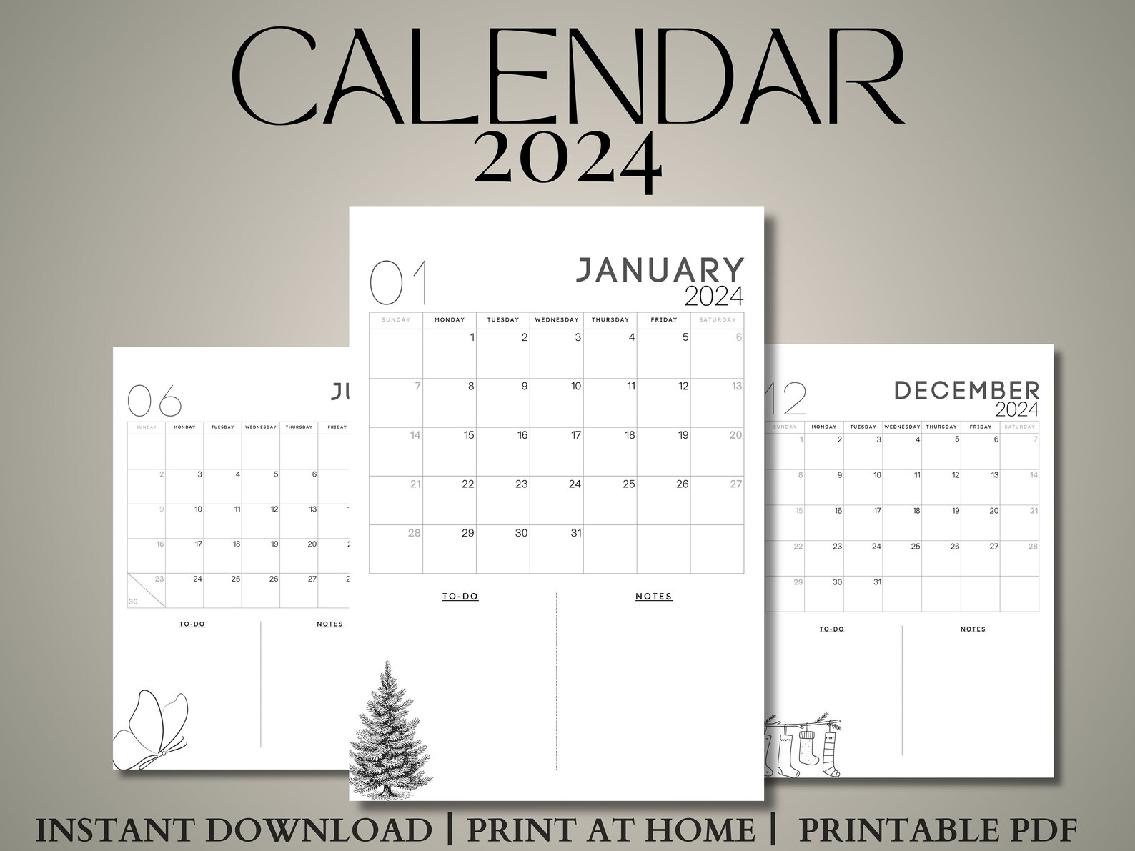 2024 Calendar 2024 Monthly Planner Calendar 2024 Printable 2024 ...
