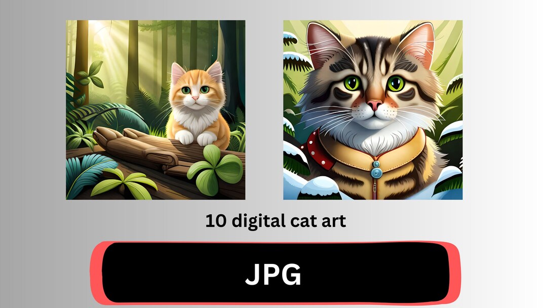 10 Digital Printable Cat Art in Form of JPG - Etsy