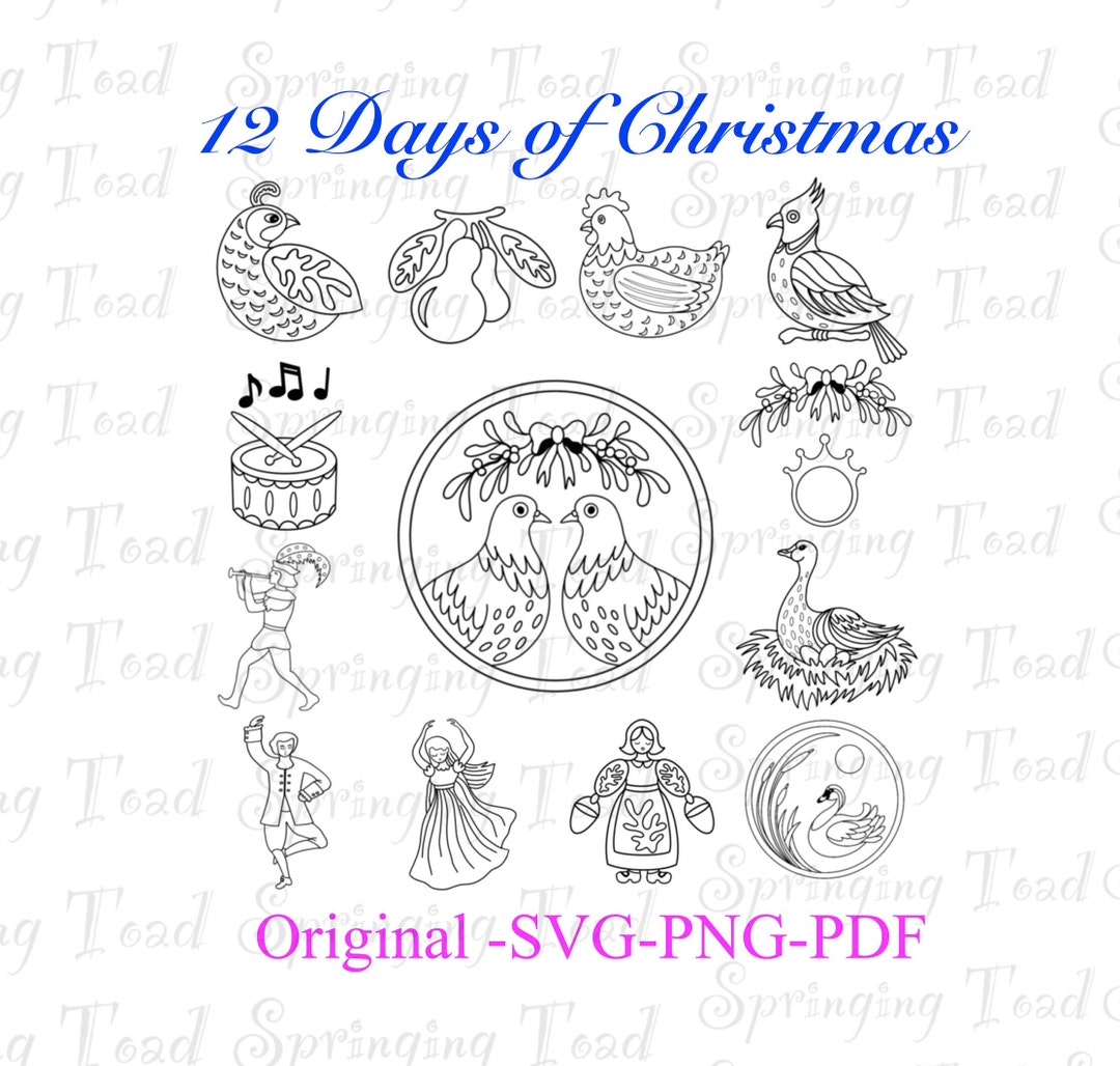 12 Days of Christmas Original Bundle Set-instant Download SVG, PDF, PNG ...