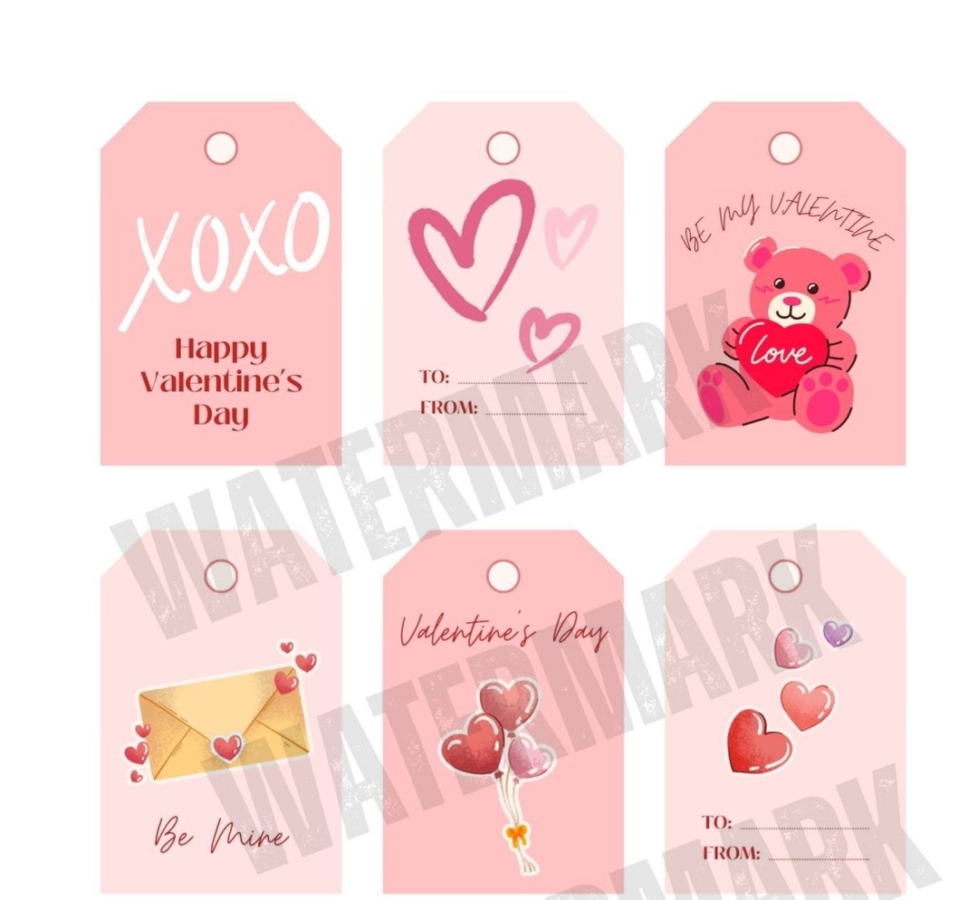 Printable Valentine's Gift Tags, Set of 9, Valentine's Day Gift Tags ...