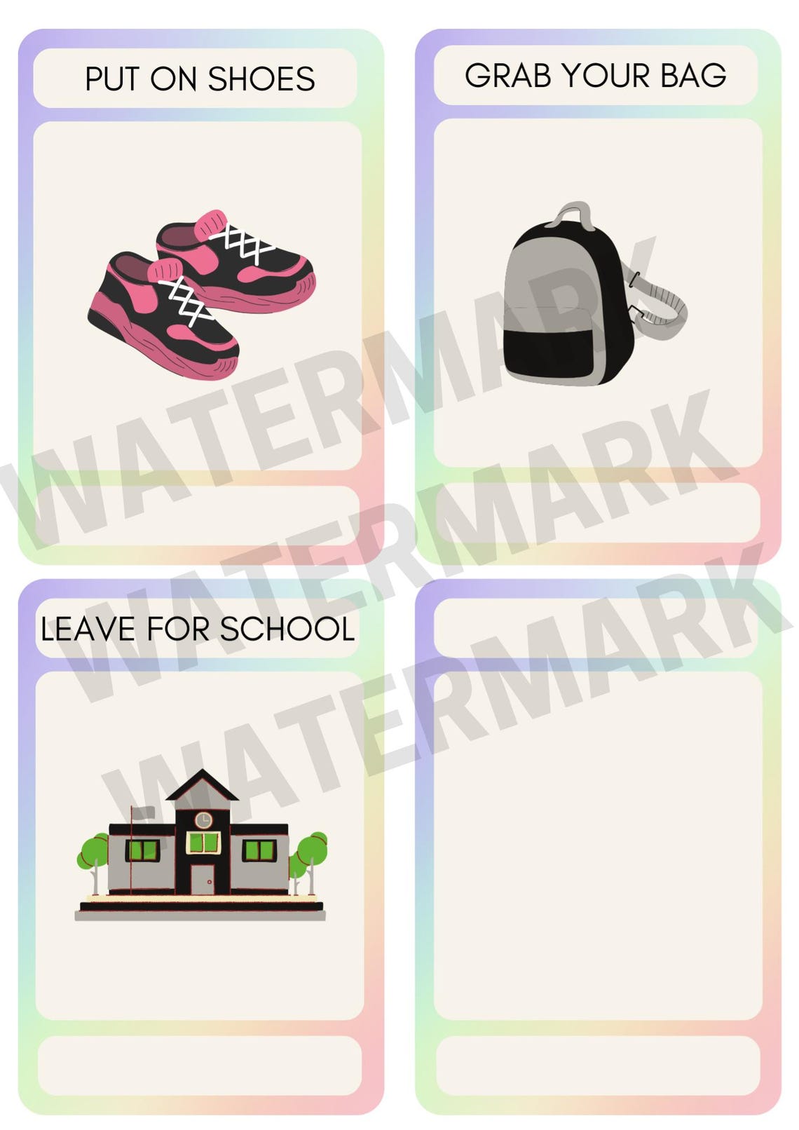 Printable Back to School Morning Routine Flash Cards Kids Flash Cards ...