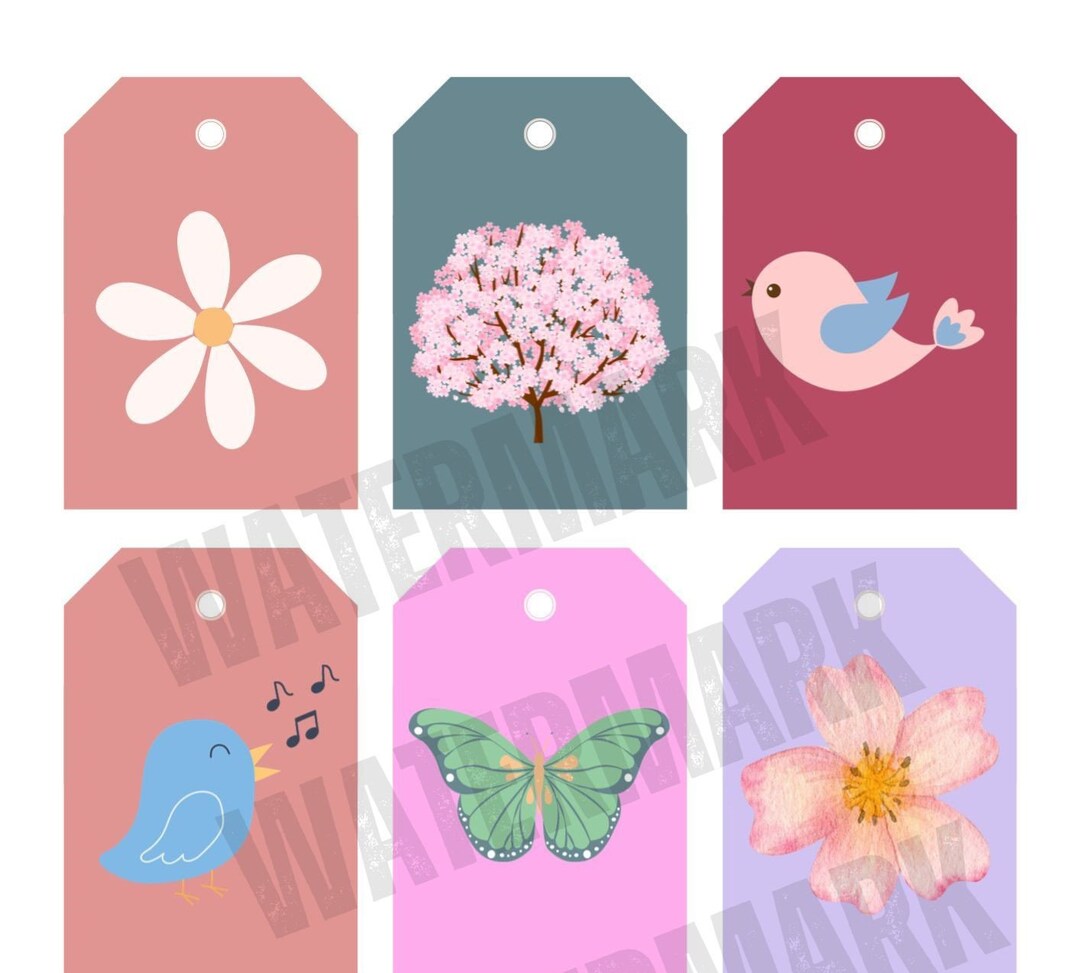Printable Spring Themed Gift Tags 9 Spring Tags Digital Spring Gift ...