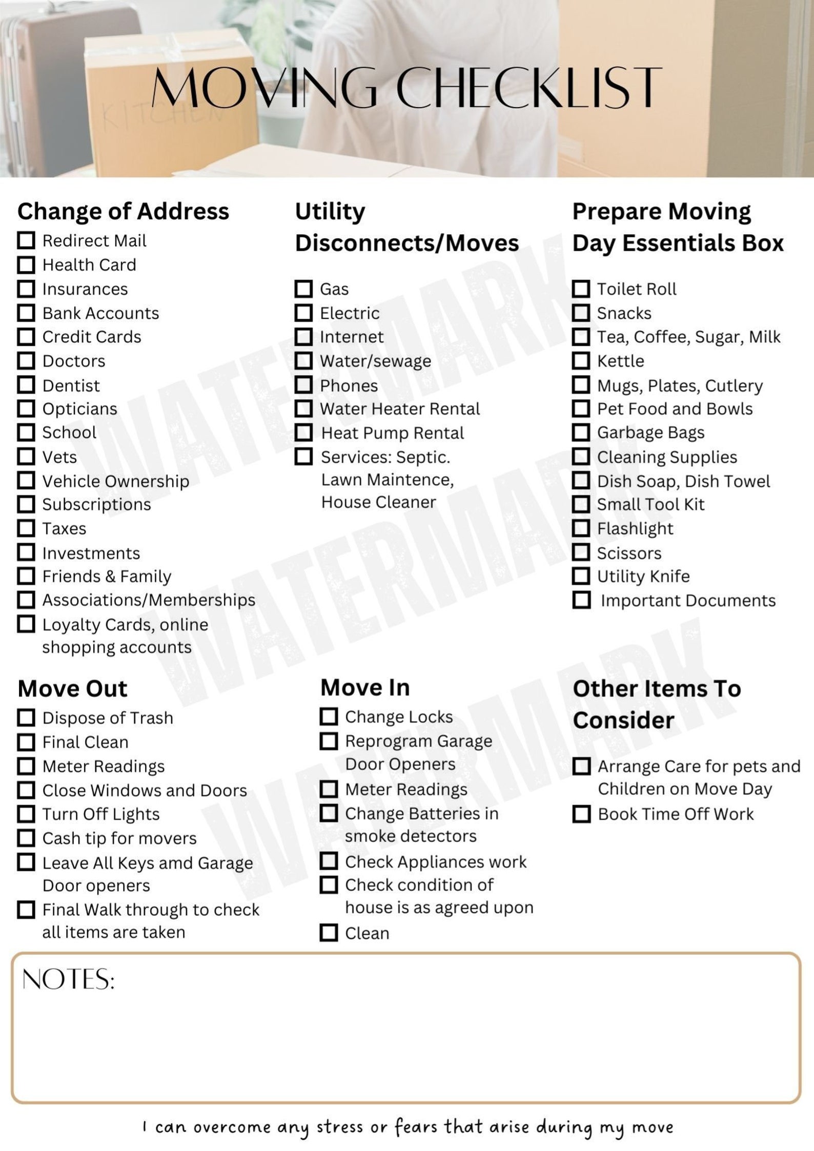 Moving Checklist Printable Moving Checklist A4 Printable Moving To