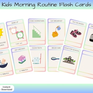 Printable Back to School Morning Routine Flash Cards Kids Flash Cards ...