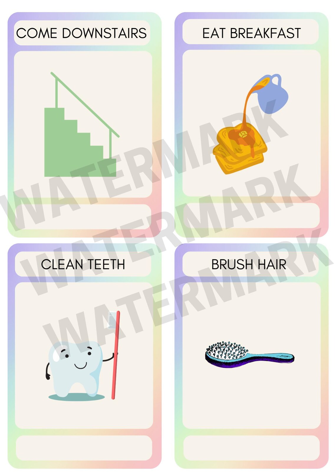 Printable Back to School Morning Routine Flash Cards Kids Flash Cards ...