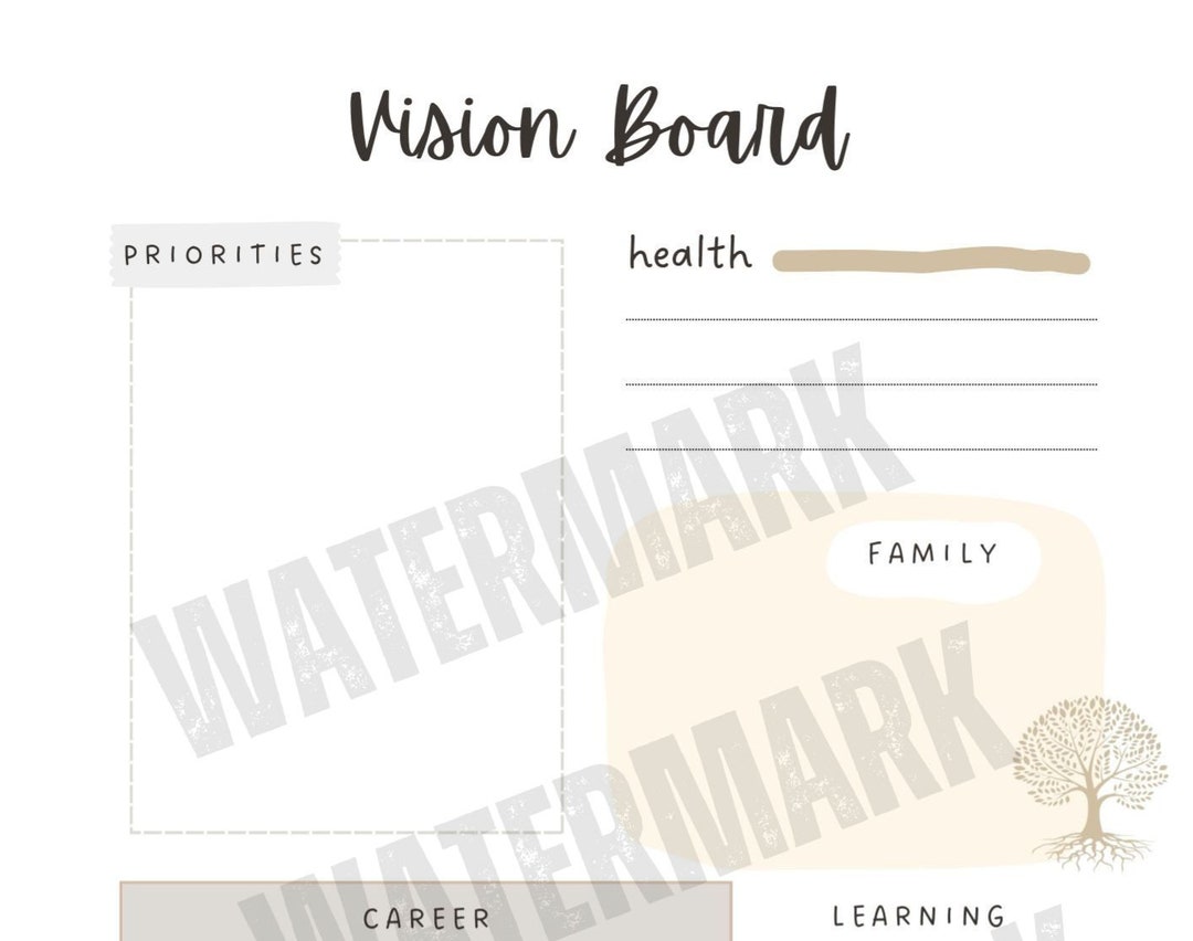 Vision Board One Page Printable Vision Board Dream Board Vision Board ...