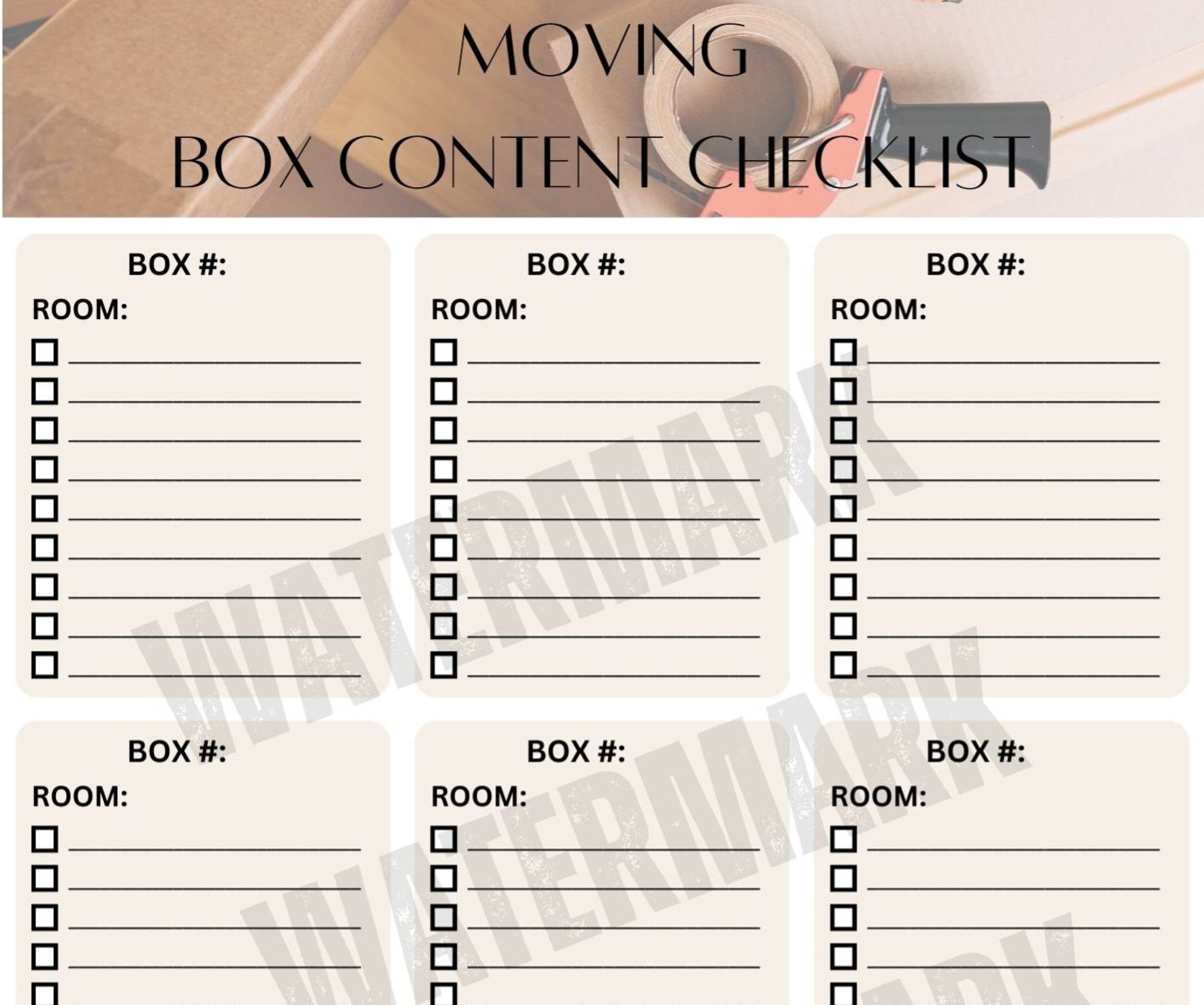 Moving Box Contents Checklist, Packing Checklist, Printable Moving ...