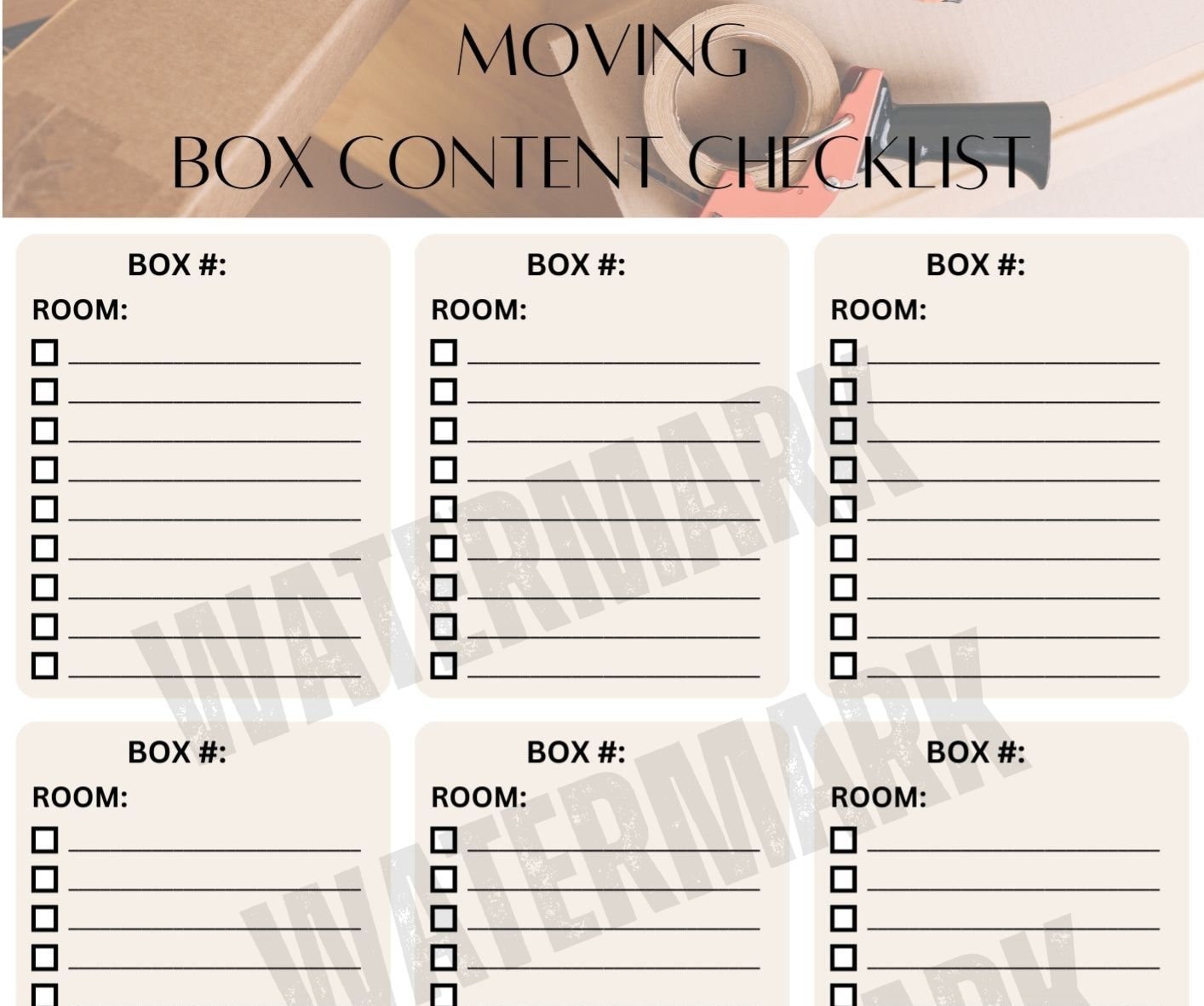 Moving Box Contents Checklist, Packing Checklist, Printable Moving ...