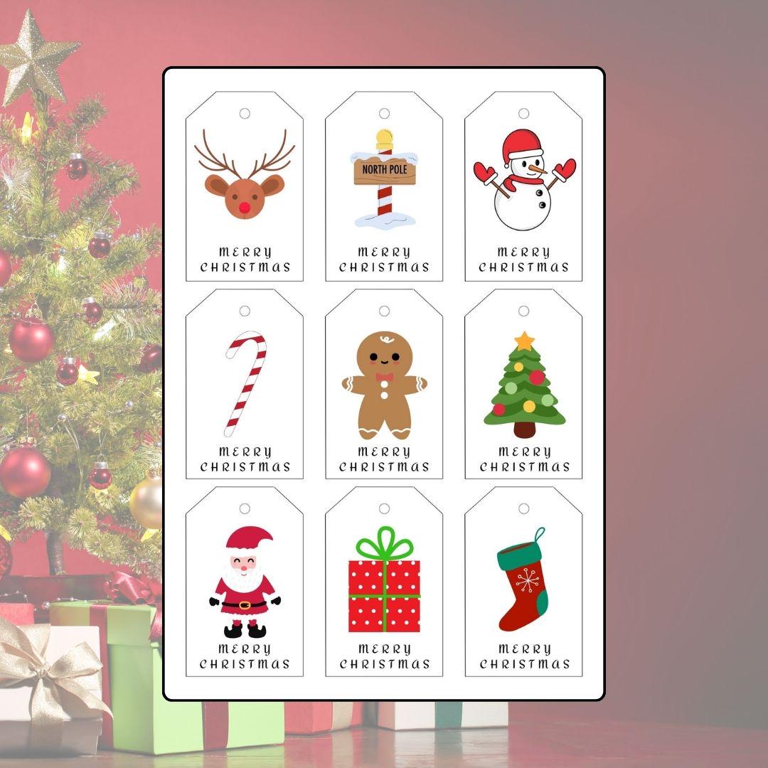 Kids Christmas Gift Tags Printable, Set of 9, Holiday Gift Tags ...