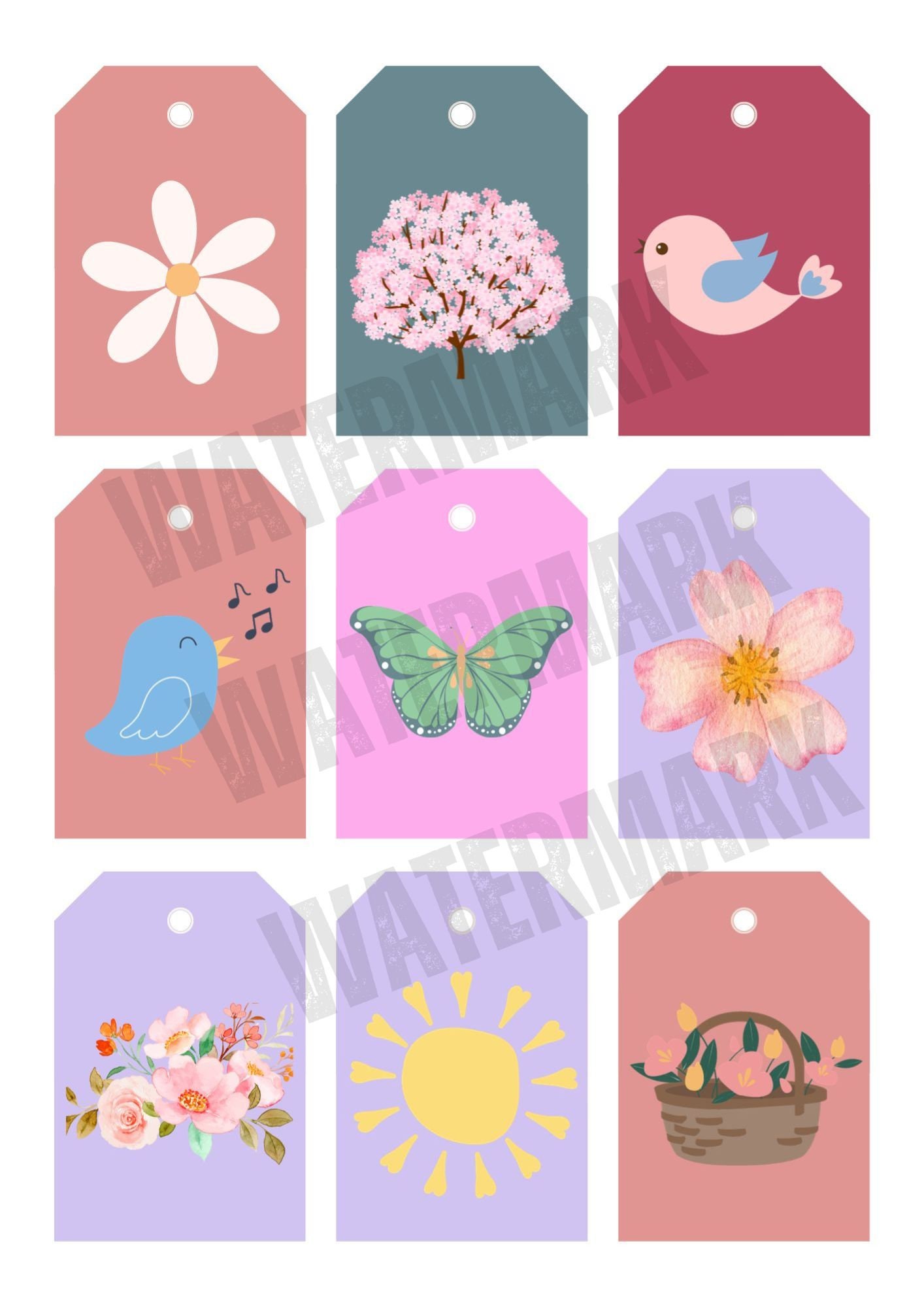 Printable Spring Themed Gift Tags 9 Spring Tags Digital Spring Gift ...