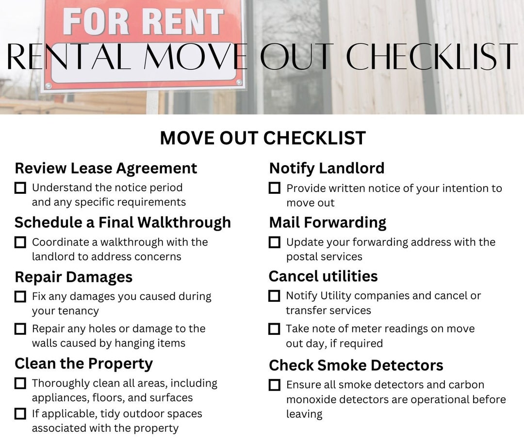 Printable Rental Move-out Checklist, Apartment Move Out Checklist ...