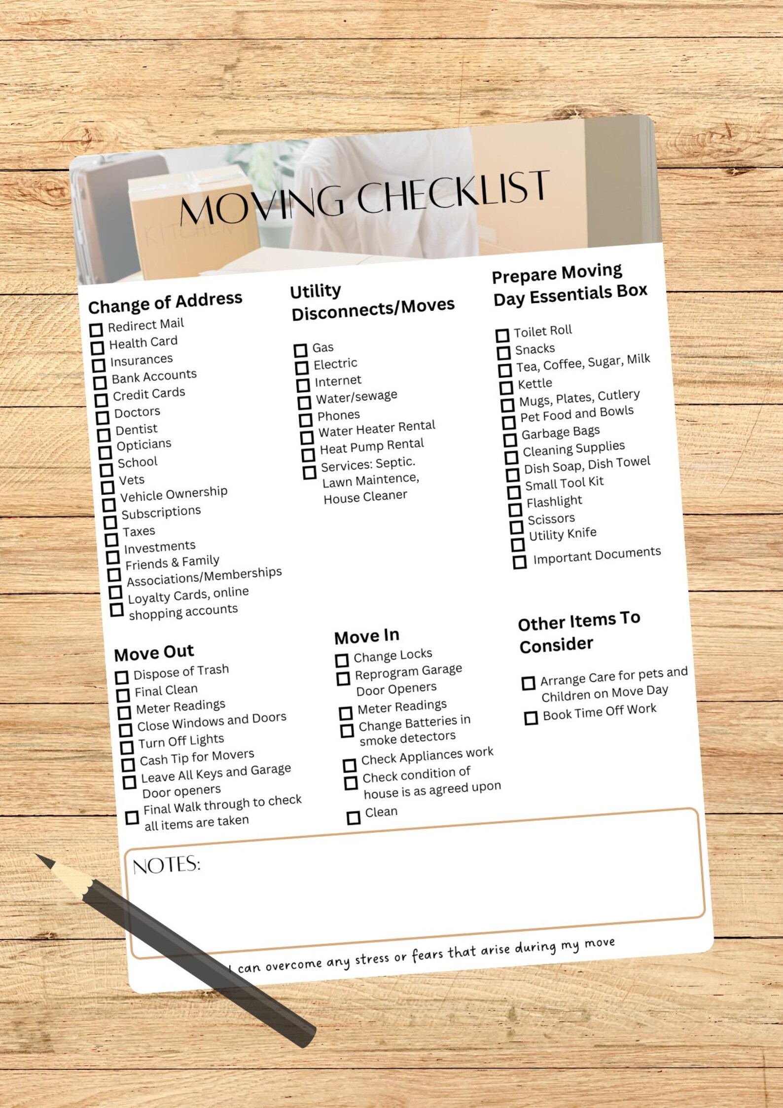 Moving Checklist, Printable Moving Checklist, A4, Printable Moving To ...