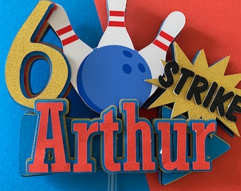 Bowling Cake Topper, Ten Pin Bowling Cake Topper, Retro Bowling Topper ...