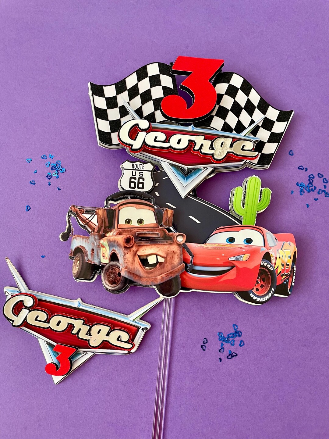Cars Cake Topper Set / Personalised Cake Topper / Lightning Cake Topper ...
