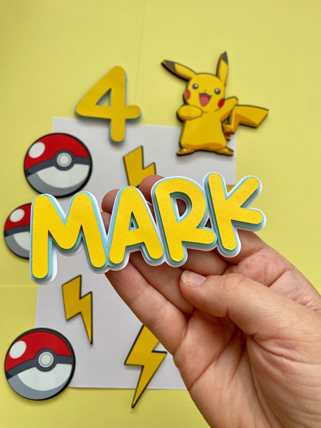 Personalised Pikachu Inspired Cake Topper / Yellow Cake Toppers / Cake ...