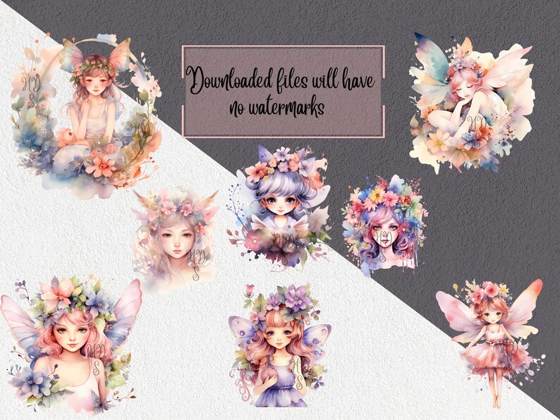 Watercolor Floral Fairy Clipart Pack 21 PNG Fairy Clipart, Watercolor ...