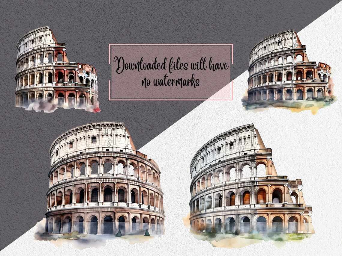 Watercolor Colosseum Clipart 8 PNG Landmark Clip Art, Landmark Png ...