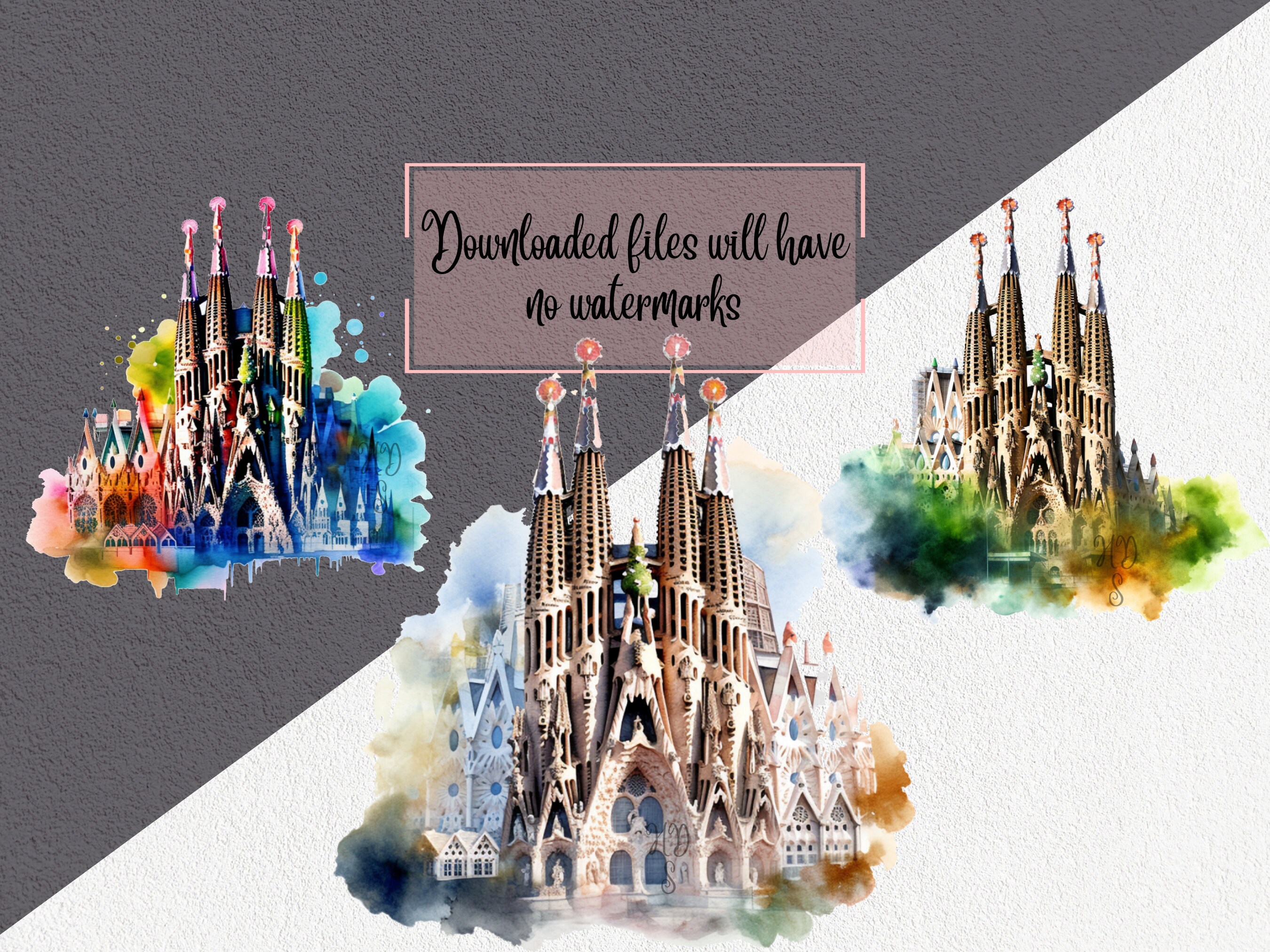 Watercolor Sagrada Familia Clipart 8 Png Landmark Clip Art, Spanish ...