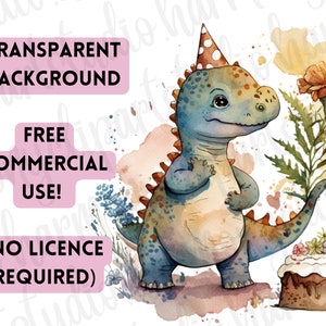 Watercolor Birthday Dinosaurs Clipart - 13png - Dinosaur Water Color ...