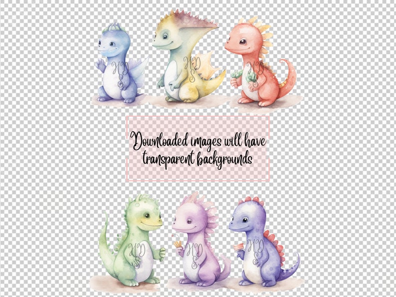 Watercolor Cute Dinosaurs Clipart Pack 21 Png Dinosaur Watercolor ...